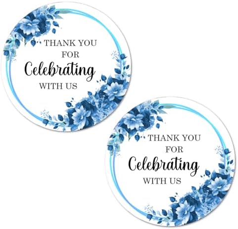 Amazon.com : 40 Light Blue Flowers Thank You for Celebrating with Us ...