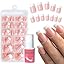 240pcs French Tip Press on Nails Square Nude Short False Nails with ...