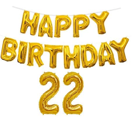 Life's Better "22th Happy Birthday" FOIL Balloon Gold Name Decoration ...