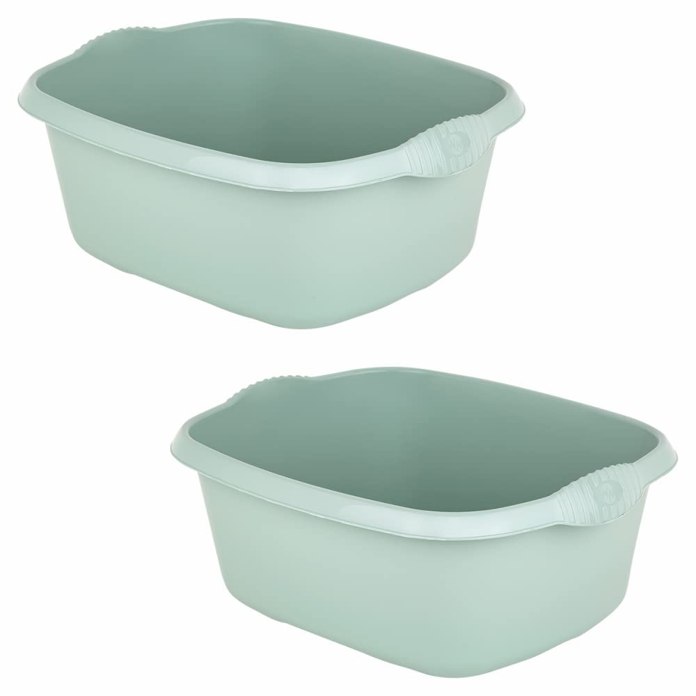 TENLITE [Set of 2] - 39cm Large Plastic Washing Up Bowl Rectangular ...