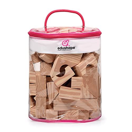 Edushape Wood-Like Soft Baby Blocks, 80 Pieces - Stacking Blocks That ...