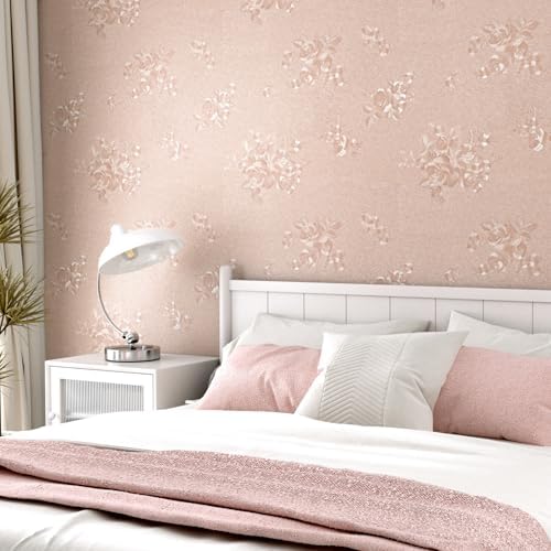 Wallercity Embossed Blush Pink Rose Flower Wallpaper Peel and Stick ...