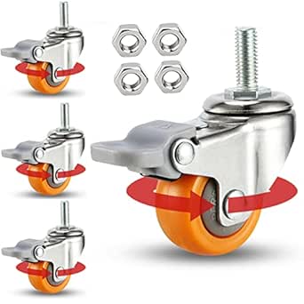 Amazon.com: M6/M8/M10 Threaded Stem Caster Wheels,Rubber Swivel Caster ...