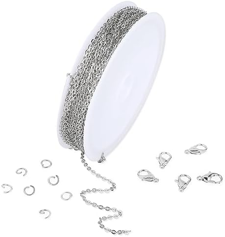 WLLHYF Gold Plated Chain 196 Inches Metal Cable Link Chain Roll with 10 ...