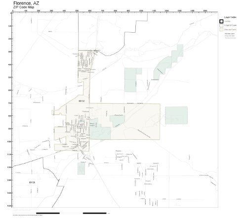 Amazon.com : ZIP Code Wall Map of Florence, AZ ZIP Code Map Laminated ...