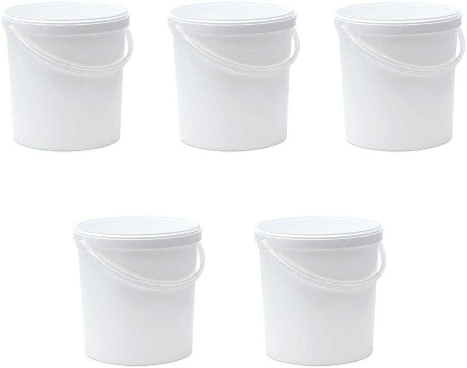 10 X 25 Litre Plastic Buckets with LID & Metal Handle ARM, Durable ...
