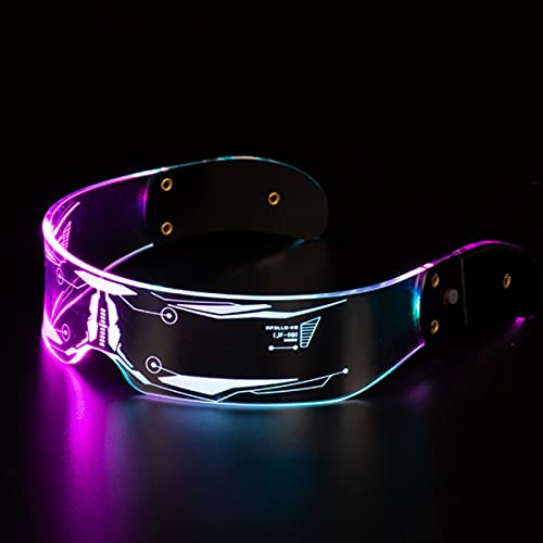 LED Luminous Glasses, 7-Color Cyberpunk LED Visor Glasses, Futuristic ...