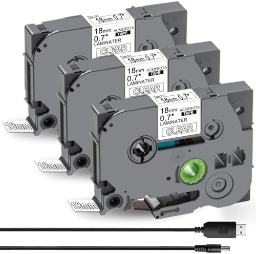 Acmerota Tze 141 Label Tape Black Print on Clear Tape 18mm*8m Laminated ...