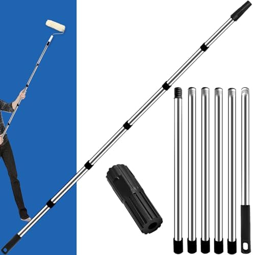 Paint Roller Extension Pole 2.4m, 6 Segmented Lightweight Stainless ...