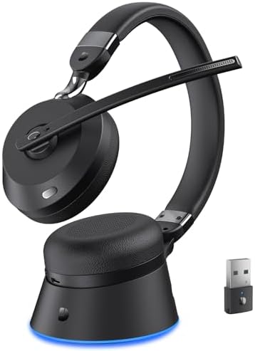 Amazon.com: LEVN Wireless Headset, Wireless Headset with Mic for Work ...
