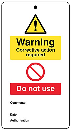 Caledonia Signs 53419 Warning corrective action required safety tags ...