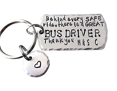 Amazon.com: End of Year Bus Driver Keychain Bus Driver Gift Bus Keyring ...