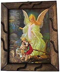 Amazon.com - Angel De La Guarda 9"x11" Imagen Cuadro Rustico Angel ...