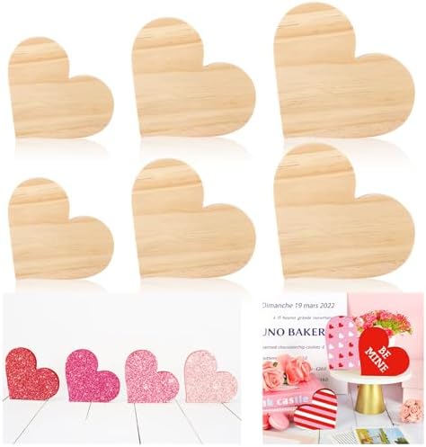 Amazon.com: 4 Pack 6 Inch Thick Wood Heart Wooden Heart Block ...