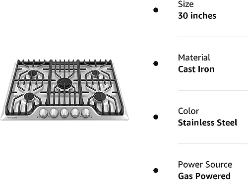 FRIGIDAIRE Professional 30-Inch Gas Cooktop, Stainless Steel, 5 Burners ...