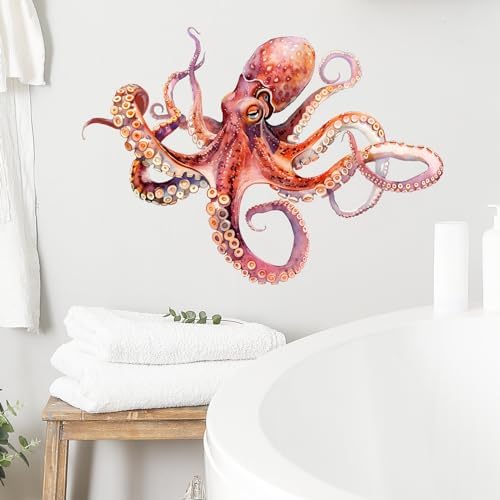 Amazon.com: RoyoLam Lifelike Red Octopus Wall Decal Nursery Sea Animal ...