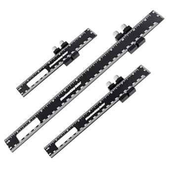 CERECO Woodworking Ruler, Set of 3 Aluminum Rulers with Slide Stop ...