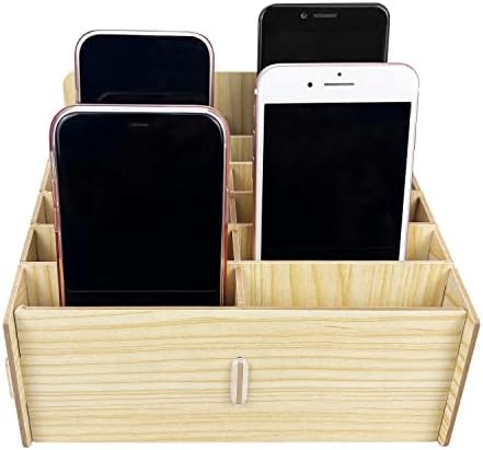 Amazon.com: Hejall Wooden Desktop Storage Box Mobile Phone Management ...