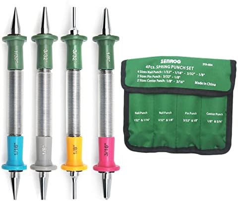 SENROG 4-Pieces Spring Tool Set,Nail Punch:1/32", 1/16", 3/32", 1/8 ...