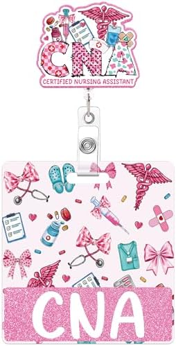 Amazon.com : CNA Badge Reel and Buddy Set, Pink Bow Retractable ID ...
