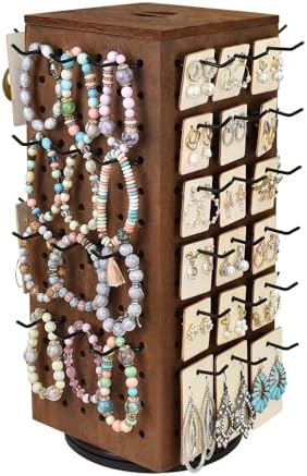 Amazon.com: MOOCA Wood Standing Pegboard Jewelry Display With 48 ...