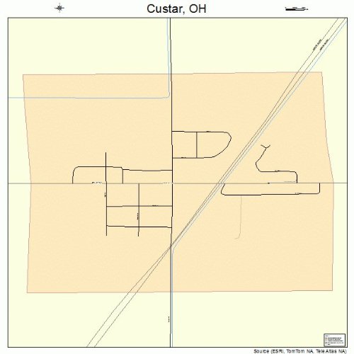 Large Street & Road Map of Custar, Ohio OH - Printed poster size wall ...