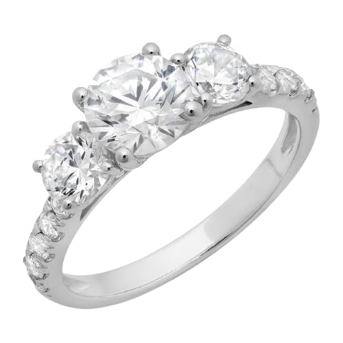 Amazon.com: Drizzle Jewels 2.20Ct Round Lab Created Diamond Three Stone ...