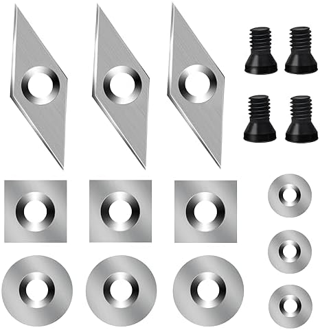16 PCS Carbide Cutter Inserts Set,Tungsten Carbide Lathe Tools for Wood ...