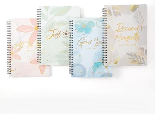 Zuimei A5 Spiral Notebooks Bound 4 Pack Hardcover Notebook 160 Pages ...