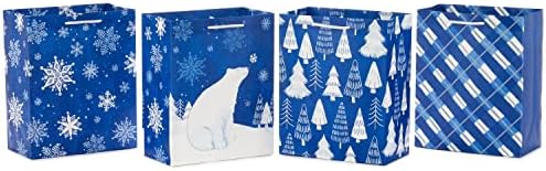 Amazon.com: Hallmark 9" Christmas Gift Bags (4 Medium Bags: Blue with ...