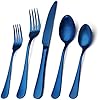 Amazon.com | Matte Blue Silverware Set, Satin Finish 20-Piece Stainless ...