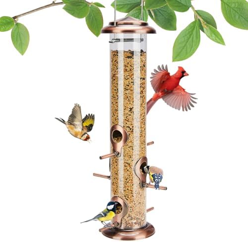 Kingsyard Metal Bird Feeders for Outdoor Hanging, Extra Thick Tube Bird ...