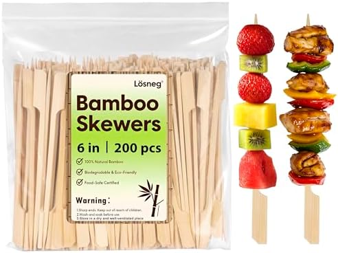 Amazon.com | 6 inch Bamboo Skewers for Appetizers, Fruit Kabob, Wooden ...