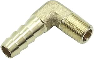 CDQBWKJGFJ 2 Pcs 5/16" Barb x 1/8 NPT Male Pipe 90 Degree Elbow Brass Hose Barb Fitting Adapter ...