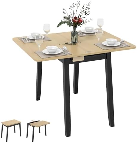 COSTWAY Table Pliante Cuisine, Table Extensible pour 4 Personnes, Table ...