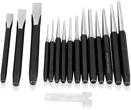 Mechanics Punches and Chisel Set, 16Pcs Pin Punch Center Punch Cold ...