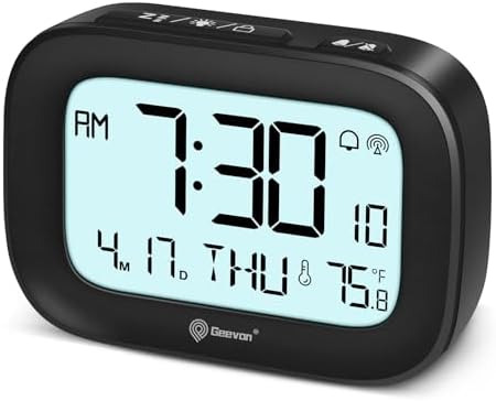 Amazon.com: Sharp Atomic Desktop Clock – Auto Set Digital Alarm Clock ...