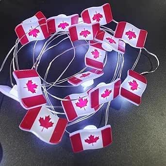 Happy Canada Day String Lights, 30 LED Canada Flag Lights, 9.8 ft of ...