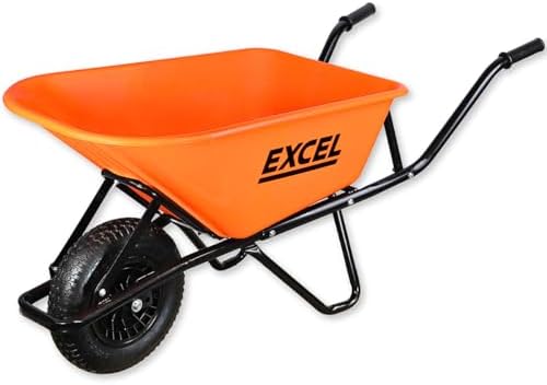 Excel Wheelbarrow Cart Trolley 100L Wheelbarrow Galvanized Steel Tray with 150 kg load capacity ...