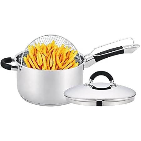 Royal Cuisine 22Cm Stainless Steel Deep Frying Chip Pan with Basket and ...