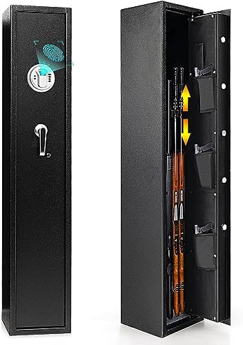 Goplus Rifle Safe, Quick Access 3-Gun Safes for Rifles w/Biometric ...