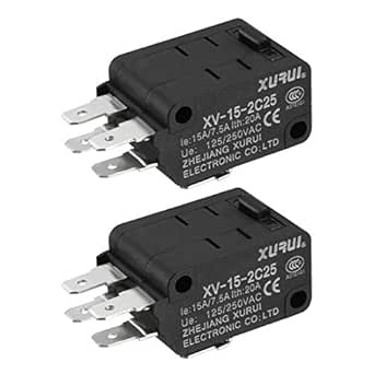 sourcing map 2pcs XV-15-2C25 SPDT NO+NC 6 cosses type Micro-Commutateur à btn-poussoir : Amazon ...