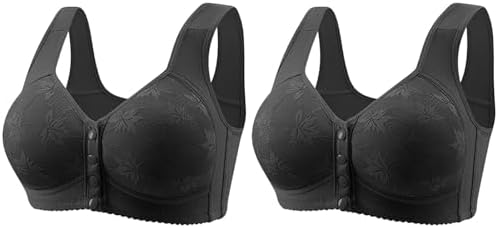 2 Pack Front Fastening Bras for Women Push Up Bra Wireless Bralettes ...