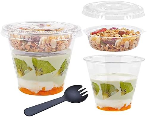 Amazon.com: 50 Pc. Clear Plastic Parfait Cups with Lids & Inserts ...
