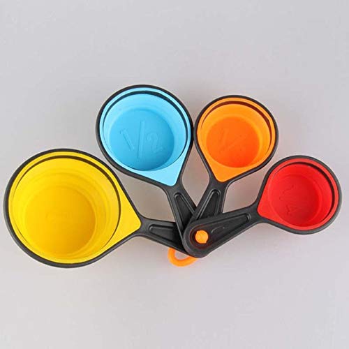 BEESCLOVER 4pcs Collapsible Measuring Cups Set/Silicone Baking and ...