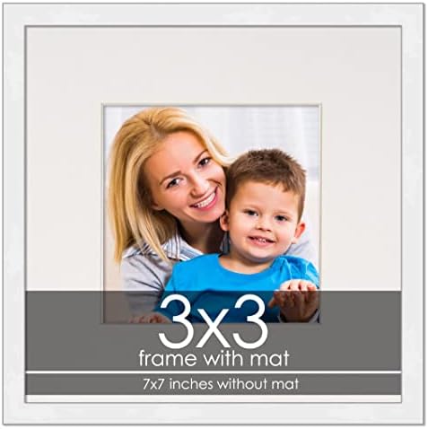 Amazon.com - 3x3 Frame White with White Mat - 7x7 White Frame Wood Made ...