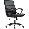 Amazon.com: Furmax Mid Back Ribbed Desk Chair PU Leather Executive ...