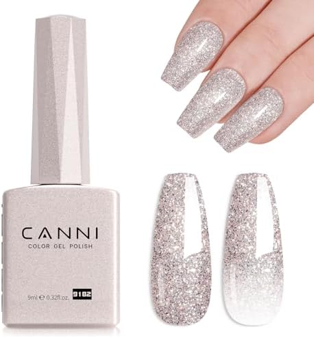 Amazon.com : CANNI Rose Glitter Gel Polish – 1 Pc 9ML Rose Glitter ...