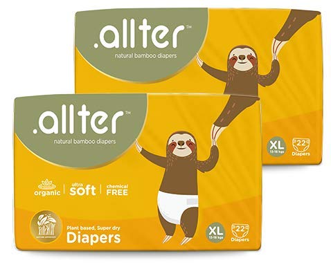 Allter Organic Bamboo Diapers – 11-18 kg, Extra Large (XL) Size | Super ...