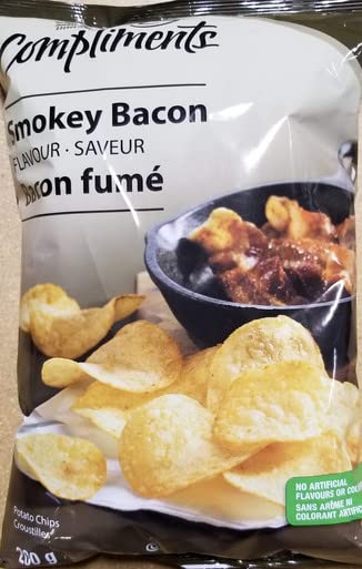 Amazon.com: Compliments Smokey Bacon Potato Chips, 200g/7.1 oz.Bag ...